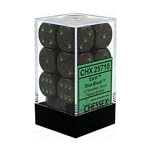 DND Dice Set - Chessex D&D Dice - 16mm Speckled Earth Plastic Polyhedral Dice Set-Dungeons and Dragons Dice Includes 12 Dice – D6, Various (CHX25710)