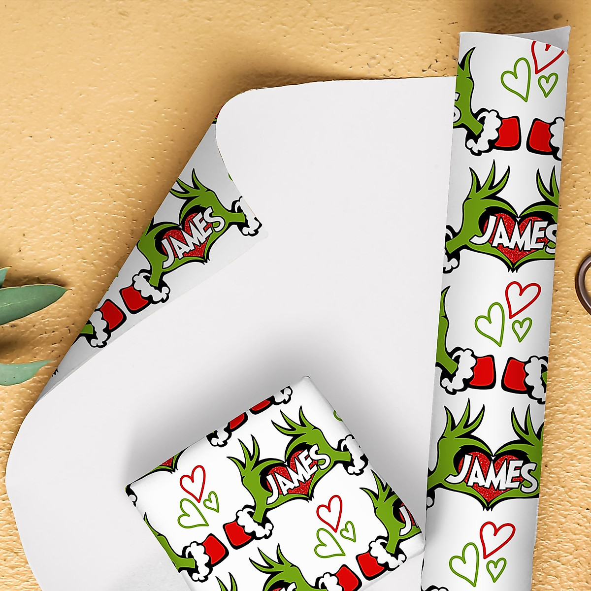 YESCUSTOM Personalized Name Wrapping Paper, 58"x23" Custom Christmas Wrapping Paper Rolls, Christmas Gift Wrap for Him Her Boys Girls Mom Dad