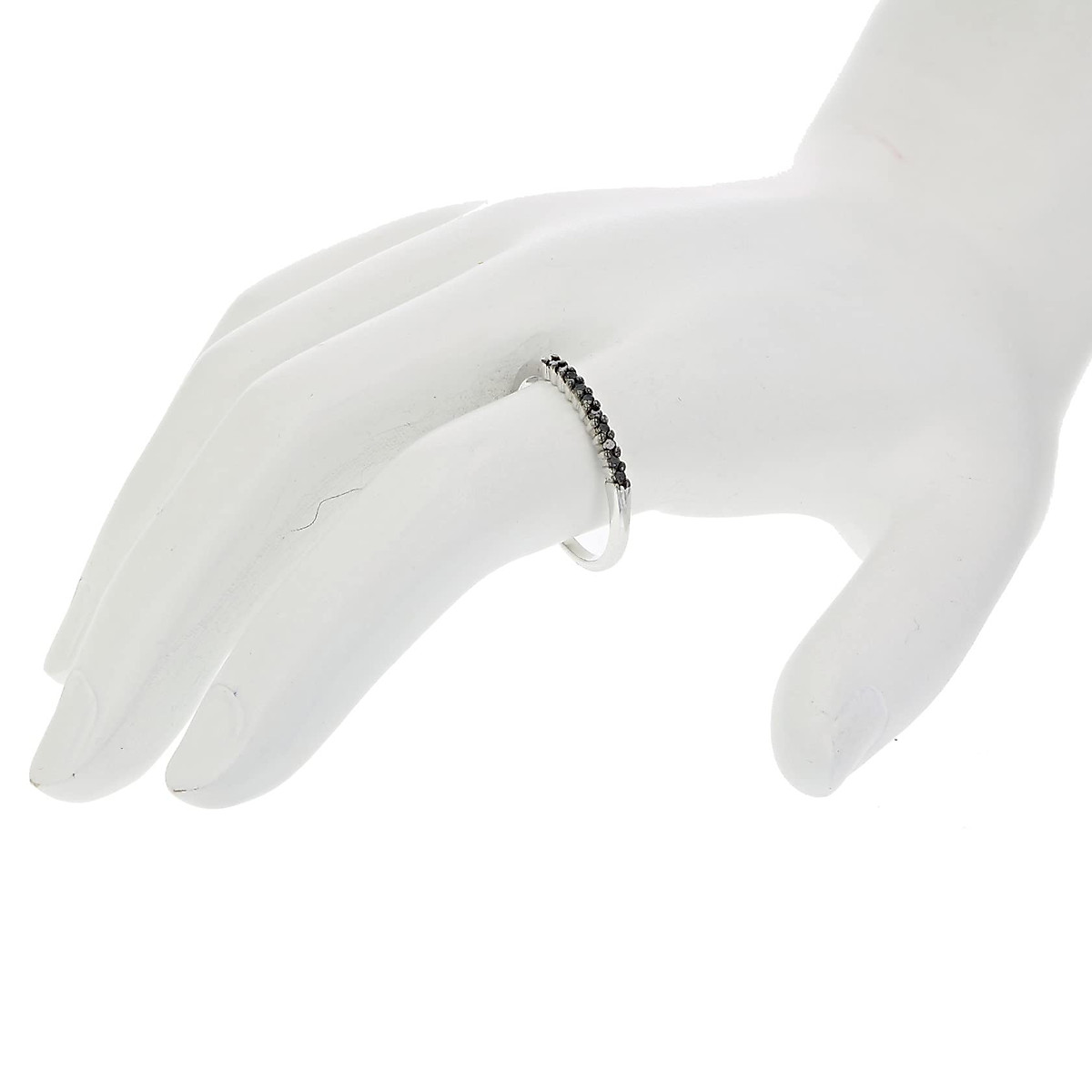 Vir Jewels 1/10 cttw Diamond Wedding Band for Women in 0.925 Sterling Silver Black Diamond Ring, 10 Stones Prong Set, Size 5