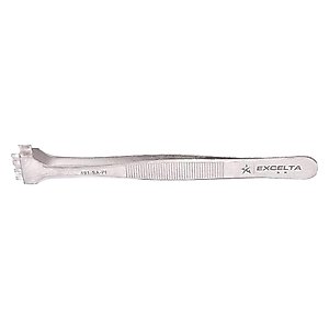 Excelta Wafer Tweezers for 4" Wafers, 5" Fingered Paddle with Guide Pin, Anti-Magnetic Stainless Steel, Features Serrated Handles for Better Control, Intermediate