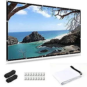 Cekay Projector Screen 100 Inch 4K HD 16:9 Foldable Anti-Crease Portable Projector Movies Screen for Home Theater Indoor Outdoor Support Double Sided Projection