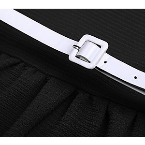 GRACE KARIN Girls Retro Floral Print Swing Dresses with Belt (12-13 Years, Black)