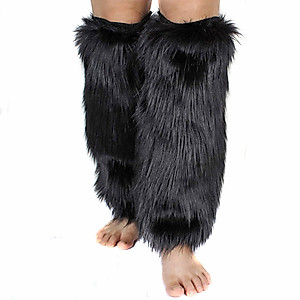 Faux Fur Cuffs Furry Leg Warmers and Wrist Cuff Warmer Boot Cuff,2 Pairs Set For Women Party Costumes