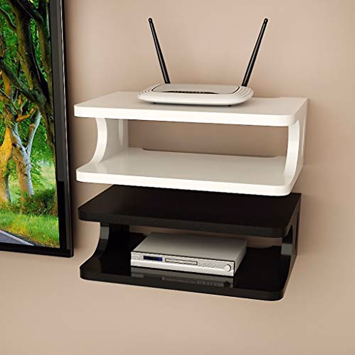 LXYFMS Wall Mount Bracket TV Box Set-top Box Modem Cable Box for WiFi Router DVD Player Streaming Device Router Rack (Color : White)