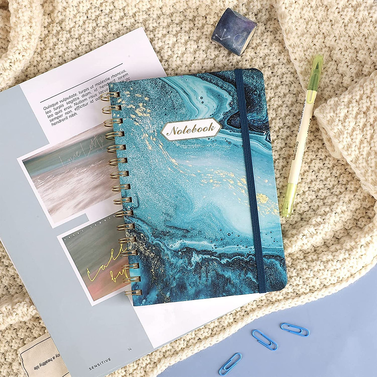 EOOUT 3 Pack A5 Spiral Notebook, Journals for Women, Ruled Notebook, 6"x 8.5", 160 Pages, Marble Pattern, Back Pocket, 100gsm Paper, for Office, School Supplies