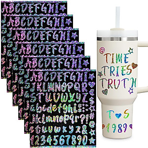 AIERSA Vinyl Letter Stickers for Stanley Cup Waterproof, 6Pcs Cursive Alphabet Name Stickers Tags for Personalized Cup Name Logo,Lettering Water Bottle Stickers for Adult Kids 40 30Oz Cups Accessories