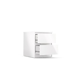 Home Square 3PC Set Engineered Wood with 2 Nightstands and 1 Double Dresser in White Gloss