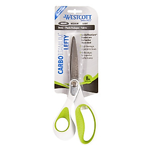 Westcott 8" Lefty Heavy Duty Carbo-Titanium Bonded Scissors, Bent (16446)
