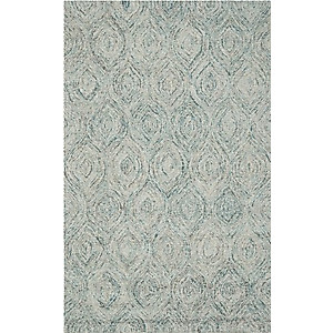 SAFAVIEH Ikat Collection 2'3" x 8' Ivory / Sea Blue IKT631A Handmade Premium Wool Runner Rug