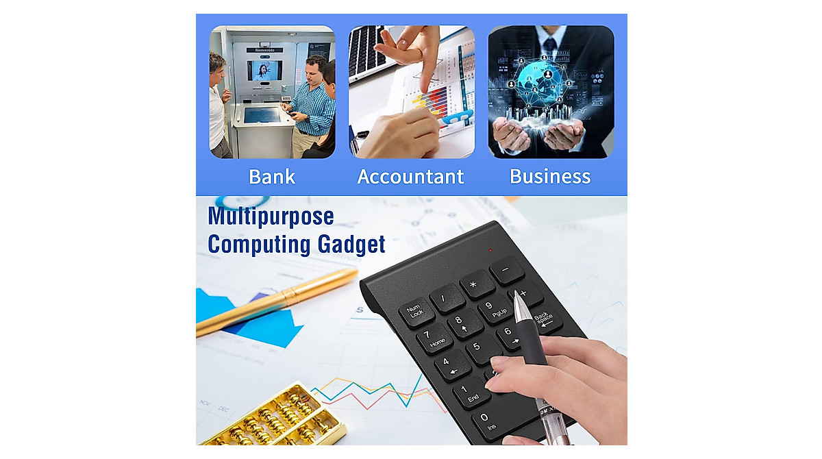 cimetech Wireless Number Pad, 2.4G Numeric Keypad Numpad with USB Receiver, 18 Keys Portable ...