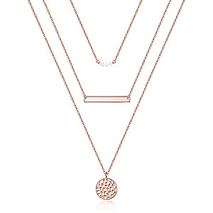 Turandoss Layered Necklaces for Women, 14K Rose Gold