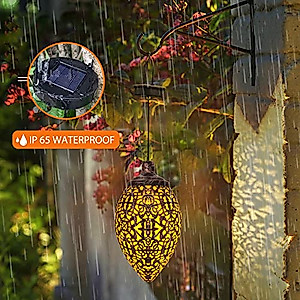 2 Pack Solar Hanging Lanterns Garden Decor Waterproof, Outdoor Solar Powered Lantern Decorative Lights Retro Lamp for Halloween Christmas Deck Patio Pathway Yard Backyard Porch Decorations