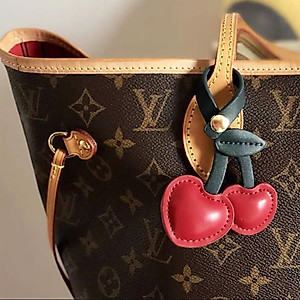 Fuerxy Cherry Bag Charm, Cute Cherry Charm for Purse Handbags Bag Accessories PU Cherry Key Charms (Red)