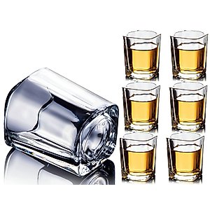 GLASKEY Shot Glass Set of 6, 2oz Clear Glass Dishwasher Safe Lead-free Heavy Base Shot Glasses for Whiskey Vodka Espresso Coffee Small Desserts Candle-Making