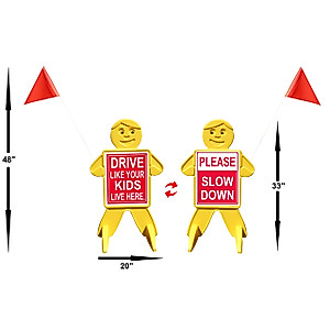 Drive Like Your Kids Live Here and Please Slow Down Safety Kid Sign, Double sided, Warning for Neighborhood Street/Pedestrians/Children at Play