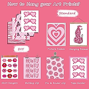 PHOPAGO 10 Pieces Preppy Room Decor | Preppy Posters Aesthetics Hot Pink White Wall Art for Teen Girls Bedroom Pink Fashion Posters for Teens College Dormitory Wall Decor | 8x10 Inches Unframed