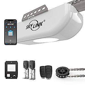 Atoms ATR-1722W by Skylink 3/4HPF Garage Door Opener Featuring Alexa with Extremely Quiet DC Motor, Chain Drive, 2 Remote Controls, Deluxe Wall Console and WiFi Compatible