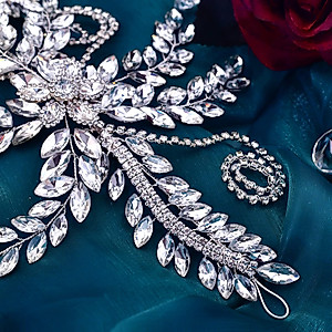 MOPMAP Bridal Headpiece for Wedding, Rhinestone Wedding Headband, Crystal Wedding Hair Accessories for Brides and Girls (Silver)