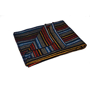 Casa De Alpaca, Handmade Ecuadorean Alpaca Wool Small Blankets/Throws (Dark SM Stripe)