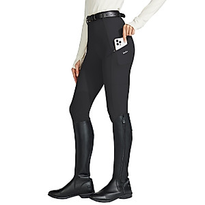 Willit Women's Horse Riding Pants Knee-Patch Equestrian Breeches Horseback Schooling Tights Zipper Pockets Black S