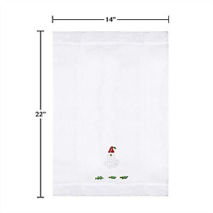 Saro Lifestyle Embroidered Santa Claus Christmas Hemstitched Linen Cotton Guest Towel (Set of 4), White, 14"x22"