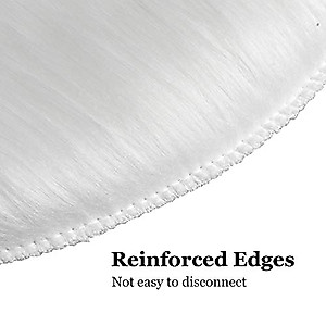 IVON 15.5 inches White Round Faux Fur Rug, Fluffy Rug Cushion for Chair, Background for Nail Desk Photos