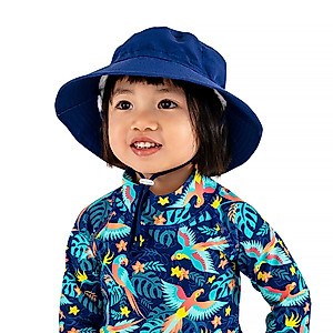 JAN & JUL Summer Bucket Hat for Toddler Kids, Adjustable (L: 2-5T, Navy)