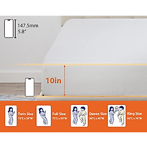 BORGEBY Gel Memory Foam Mattress, 6/8/10/12 inch Firm Mattress in a Box, CertiPUR-US Certified Mattress for Cool Sleep & Pressure Relief (10 in, King (U.S. Standard))