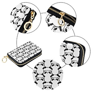 Sletend Cartoon Panda RFID Credit Card Holder Leather With Zipper Card Case Wallet for Women Girls
