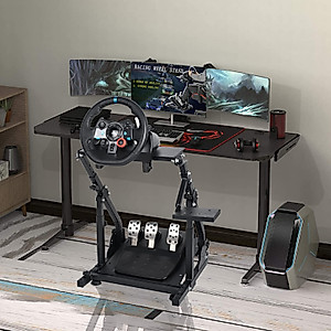 Hottoby G920 Racing Steering Wheel Stand Foldable & Reinforcement Bar Fit for Logitech/Thrustmaster G25 G29 G923 T300RS T80 T150,Driving Simulator Frame Adjustable,No Steering Wheel,Pedals & Handbrake