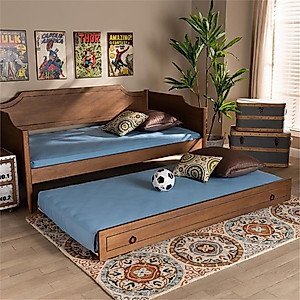 Baxton Studio Alya Classic Traditional Farmhouse Walnut Brown Finished Wood Twin Size Trundle