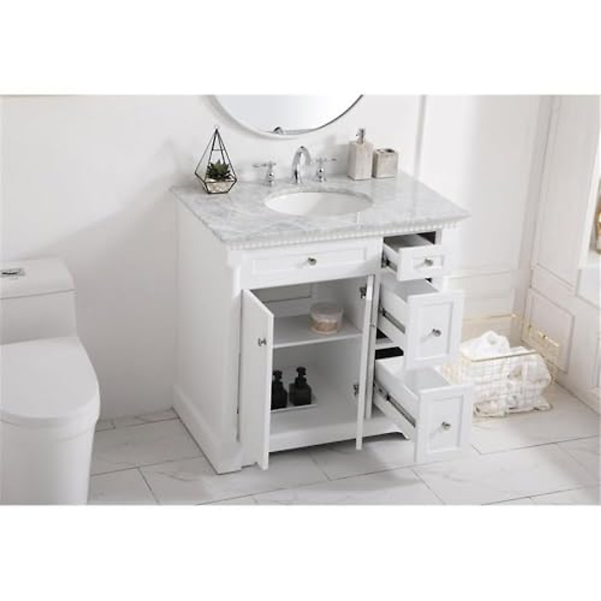 Elegant Decor Indoor Modern Under Sink Bathroom Fixtures Storage Organizer Cabinet 48 inch Single Bathroom Vanity - Teak with backsplash