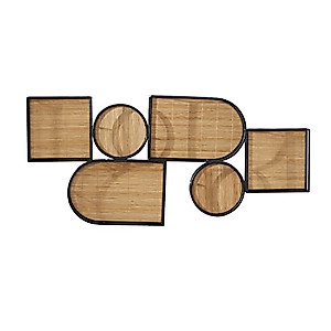 Deco 79 Bamboo Geometric Shapes Wall Decor with Metal Wire Frames, 37" x 2" x 17", Brown