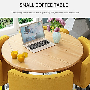 HARELA Office Reception Round Table, Office Table and Chair Set Small Conference Table, Modern Style Furniture, Sales Office Shops Meetings Small Round Tables Office Conference Tables (Color : Khaki)