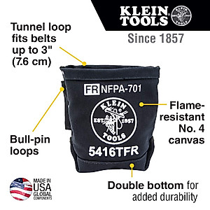 MSA 475407 Skullgard Full-Brim Hard Hat & Klein Tools 5416TFR Tool Bag, Flame Resistant Canvas Bag for Bolt Storage with Double Reinforced Bottom and Tunnel Connect, 5 x 10 x 9-Inch