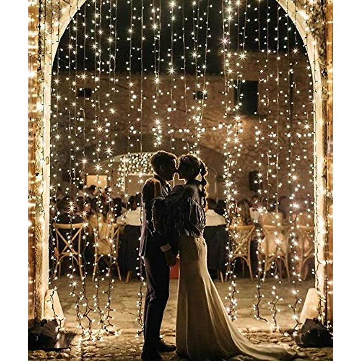 OZS-105FT 300LED Warm White Solar Christmas String Lights Outdoor, Waterproof 8 Modes Green Wire Christmas Tree Lights for Garden, Christmas Decorations (Warm White)