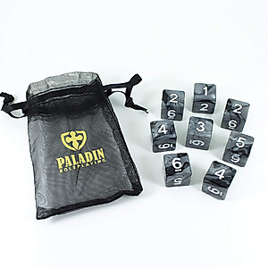 Paladin Roleplaying Gray and Black Dice - 8 D6 Set - 'Claws of Darkness'