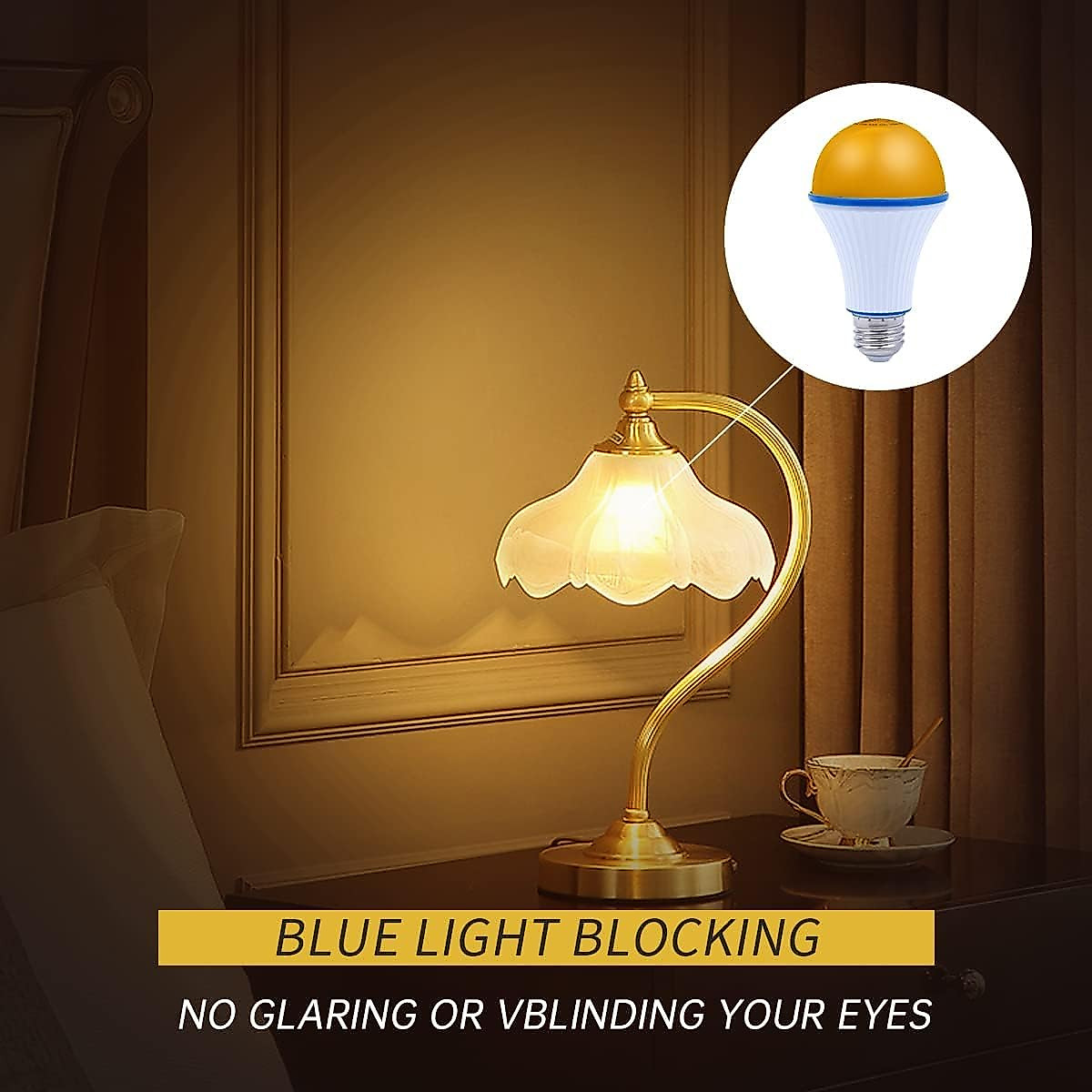 KINUR 2 Pack LED Amber Light Bulbs,7W A19 1800K Warm Light Bulbs for Sleep Light Bulb,Blue Light Blocking Light Bulbs 60 Watt Equivalent for Healthy Sleep and Baby Nursery Light 2 Pack