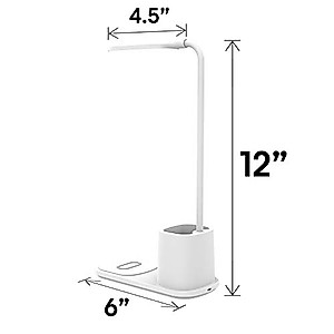 Aduro U-Light LED Desk Lamp with Wireless Charger Dimmable Eye-Caring Desktop Lamp with Organizer & 3 Brightness Levels White