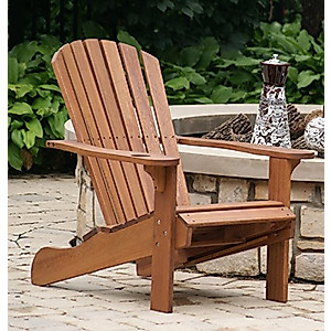 Outdoor Interiors CD3111 Eucalyptus Adirondack Chair and Built In Ottoman