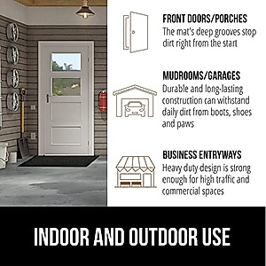 Gorilla Grip Waterproof Heavy Duty Traffic Guard Doormat, Stain and Fade Resistant Indoor Outdoor, Durable Rubber, Low Profile Door Mat, Shoe Scraper, Welcome Rug Mats for Entry, 72x48, Black