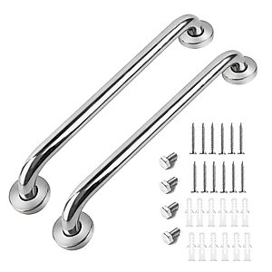 2 Pack 16 Inch Shower Grab Bars, LONVICHTT Stainless Steel Shower Handle, Bathroom Safety Bars, Elderly, Pregnant, Handicap Senior Assist Bath Handle