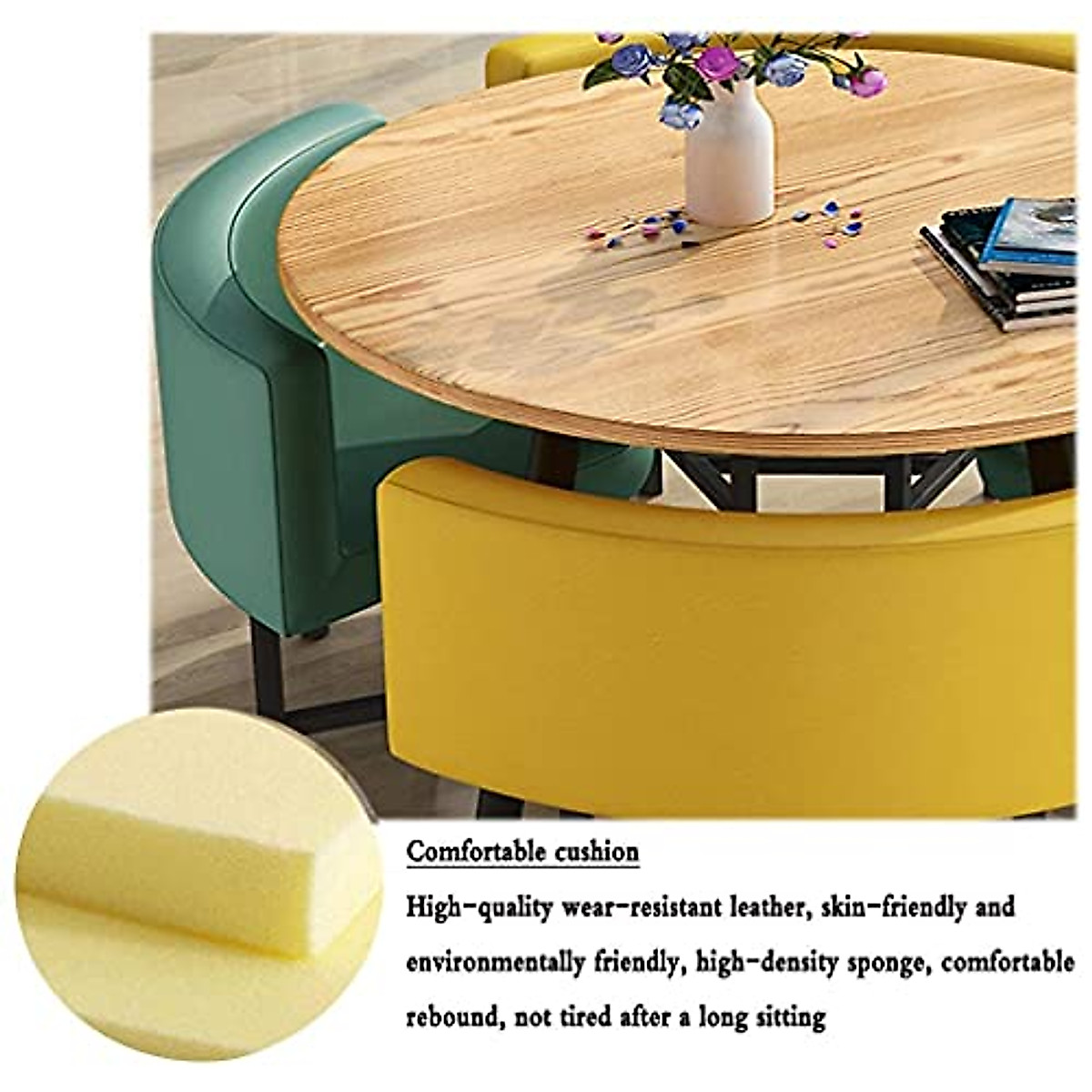 Office Business Hotel Lobby Dining Table Set, Office Table and Chair Set Hotel Reception Lounge Hotel Table and Chair Combination Cafe Milk Tea Shop Reception Room 80cm Round Table 1 Table and 4 Chair