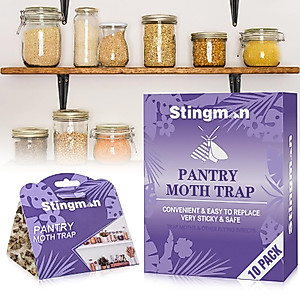 10 Pack Pantry Moth Traps, Sticky Glue Trap for Food and Cupboard, Moth Repellent for Closets, Safe for Child and Pets