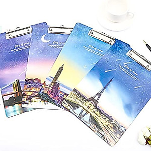 Office Supply Clipboard Cute Wood A4 A5 Clipboard Sky Writing Pads Exam Clip Board Office School Supply Thing Item Folder Paper Desk Durable Low Profile Clip (Color : Tower 1pcs)