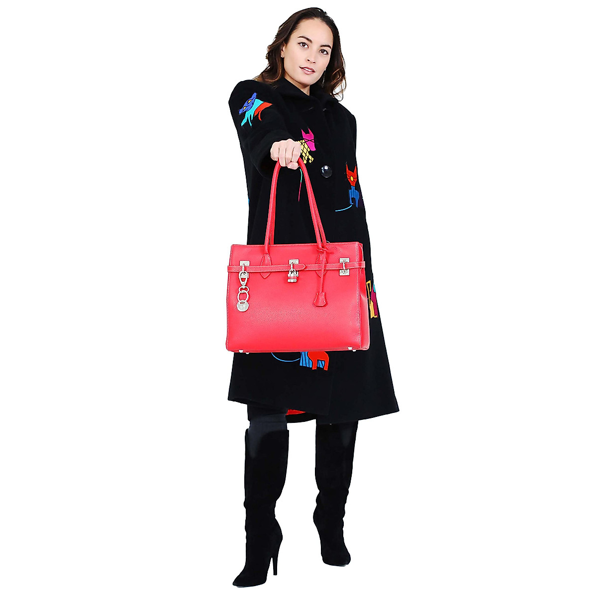 Robin Lisa New York Luxury Handbags for Women | 100% Genuine Italian Calf Leather | Limited Edition Robin Handbag (Red)