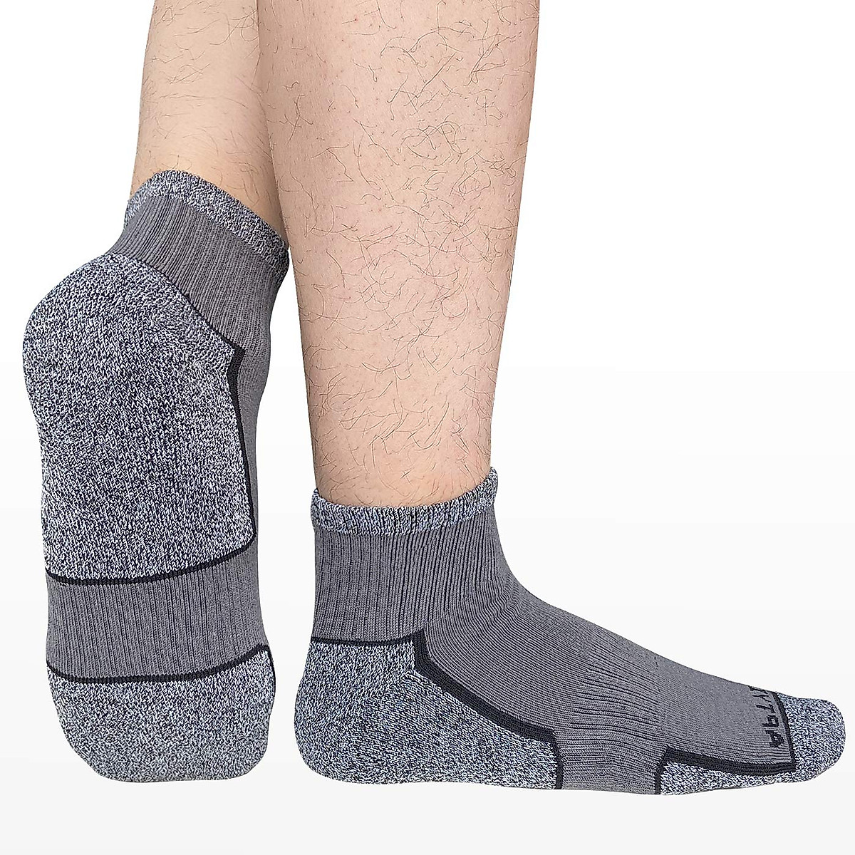 APTYID Men's Moisture Wicking Athletic Ankle Socks, Size 9-12, Carbon Grey, 6 Pairs