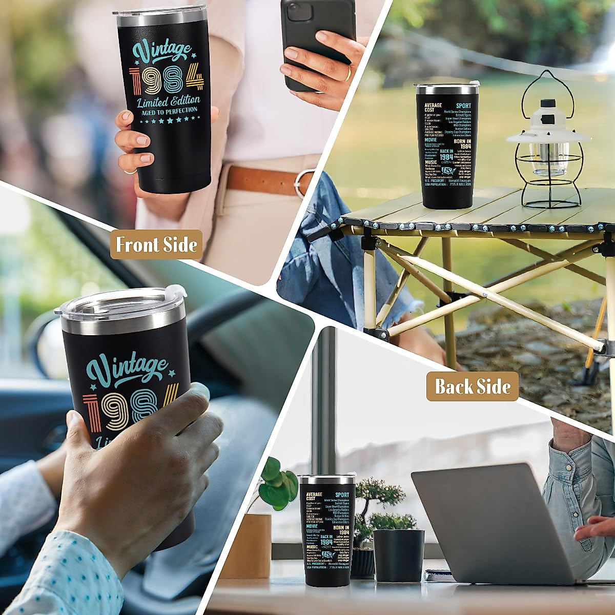 Henghere 40th Birthday Gifts for Men women, 40 Years Old Birthday Gift for Him Her, 1984 Forty Birthday Present, Happy 40th Birthday Tumbler Cup