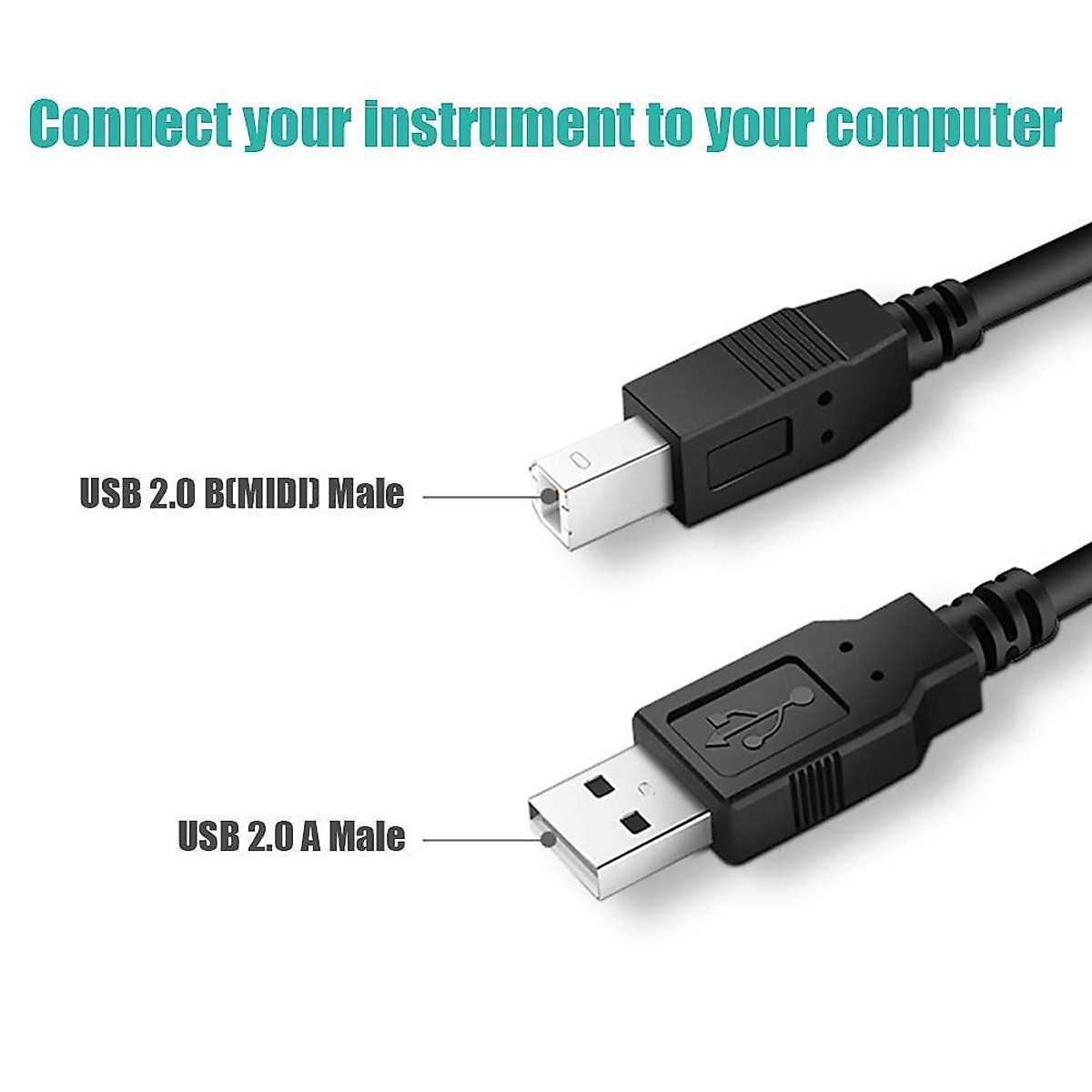 Ancable 6-Feet USB B Midi Controller Cable Cord for Audio Interface, Piano, Midi Keyboard, Midi Controller, Mixer, Speaker, Instrument, USB Microphone, USB A to B Cable