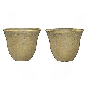 Classic Home and Garden Honeysuckle Planter, Patio Pot, 13" Fossil Stone (2)